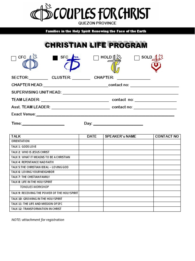 CFC CLP Form | PDF | Monotheism | Religious Belief And Doctrine