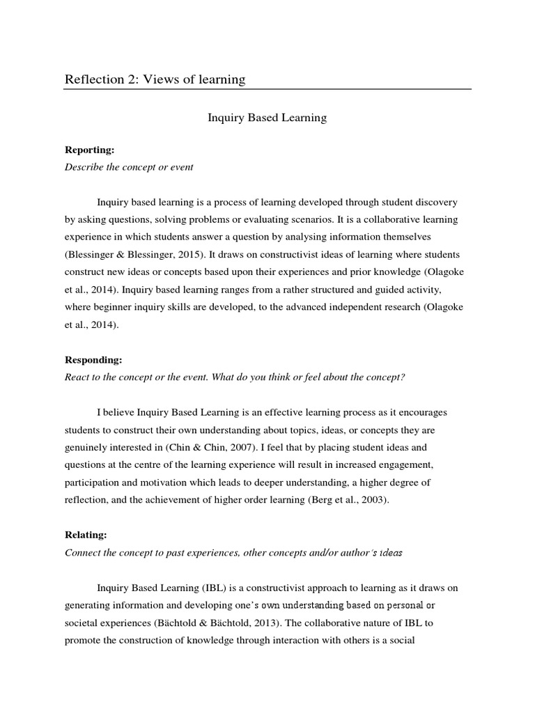 Reflection 2 Inquiry Based Learning Pdf Inquiry Based Learning