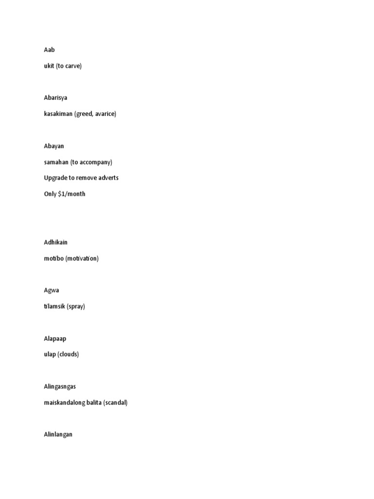 Filipino Vocabulary Words | Nature