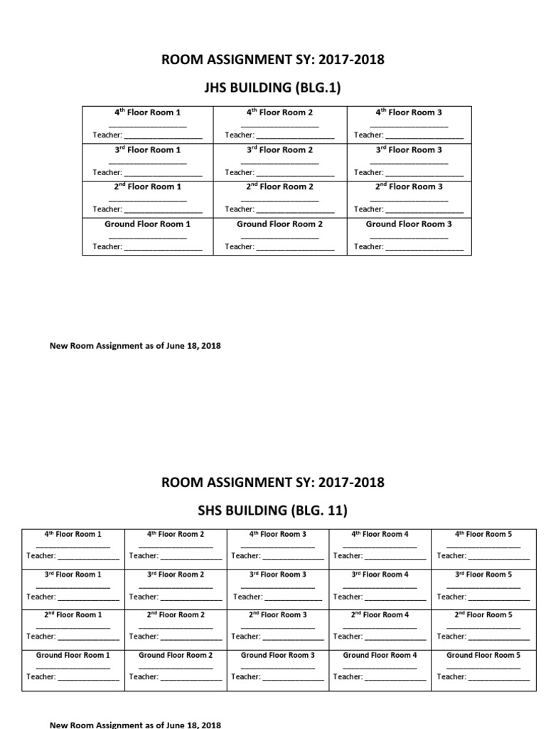 Room Assigment - New Building | PDF
