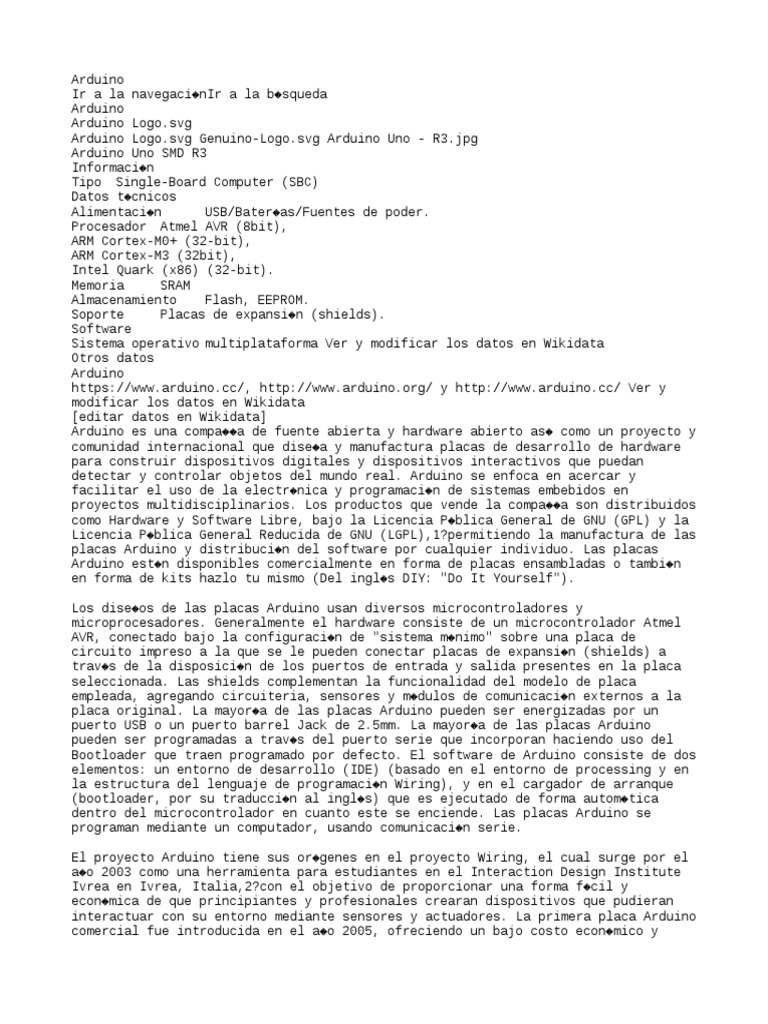 Arduino Wiki | PDF | Arduino | Ingeniería Informática