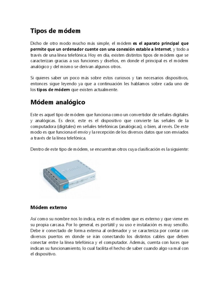 Tipos de Módem | PDF | Topología de la red | Página web