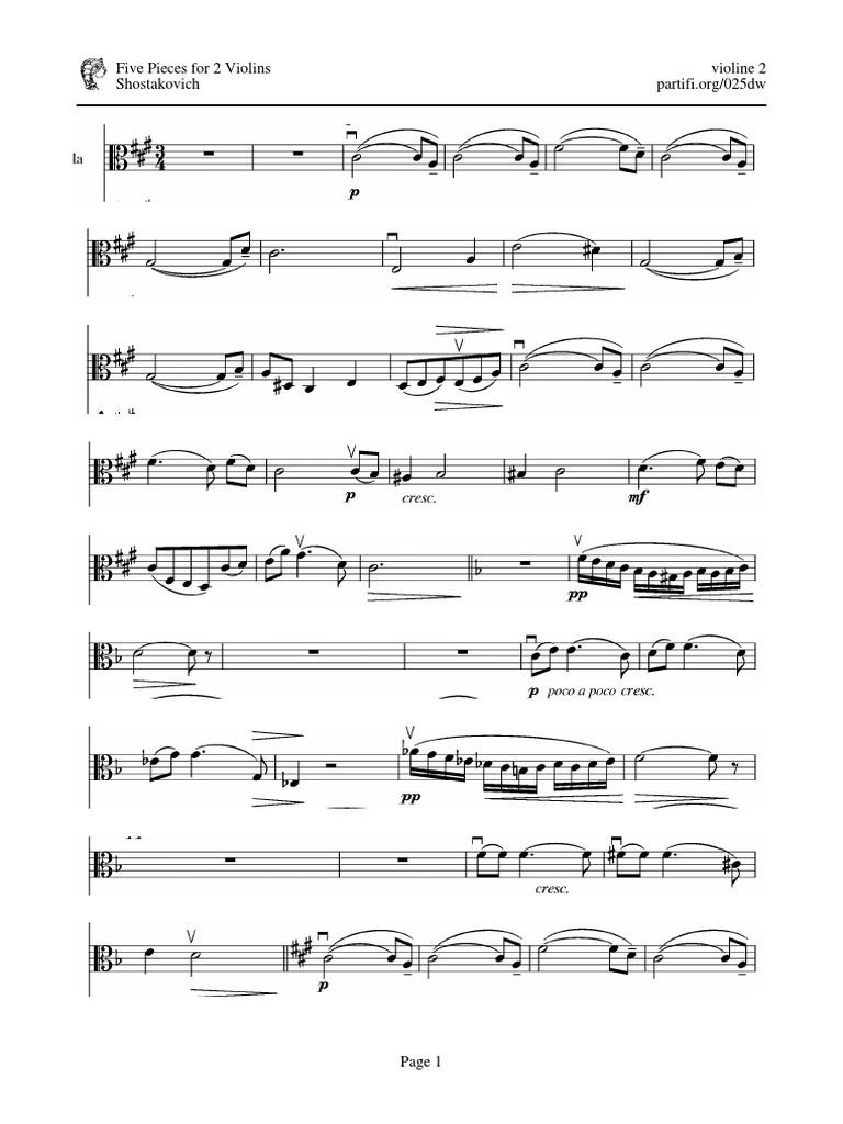 Shostakovich: 2 Violins Duet | PDF