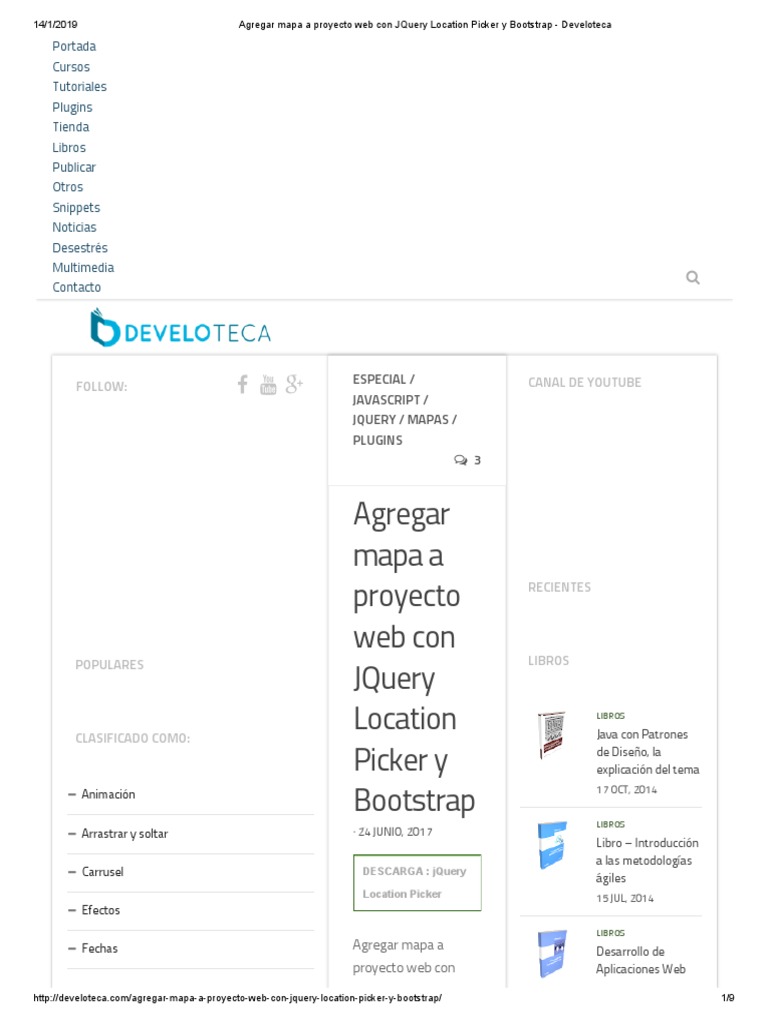 Agregar Mapa A Proyecto Web Con JQuery Location Picker y Bootstrap - Develoteca | PDF ...