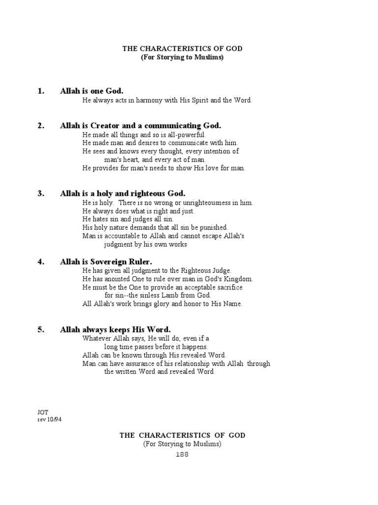 God and Woman #5 - Characteristics of God For Muslims | PDF | God The ...