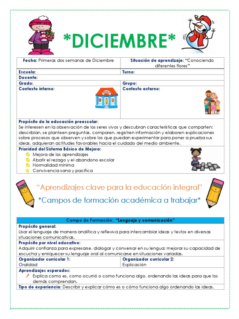 Primeras dos semanas de Diciembre planeación Preescolar | Evaluación ...