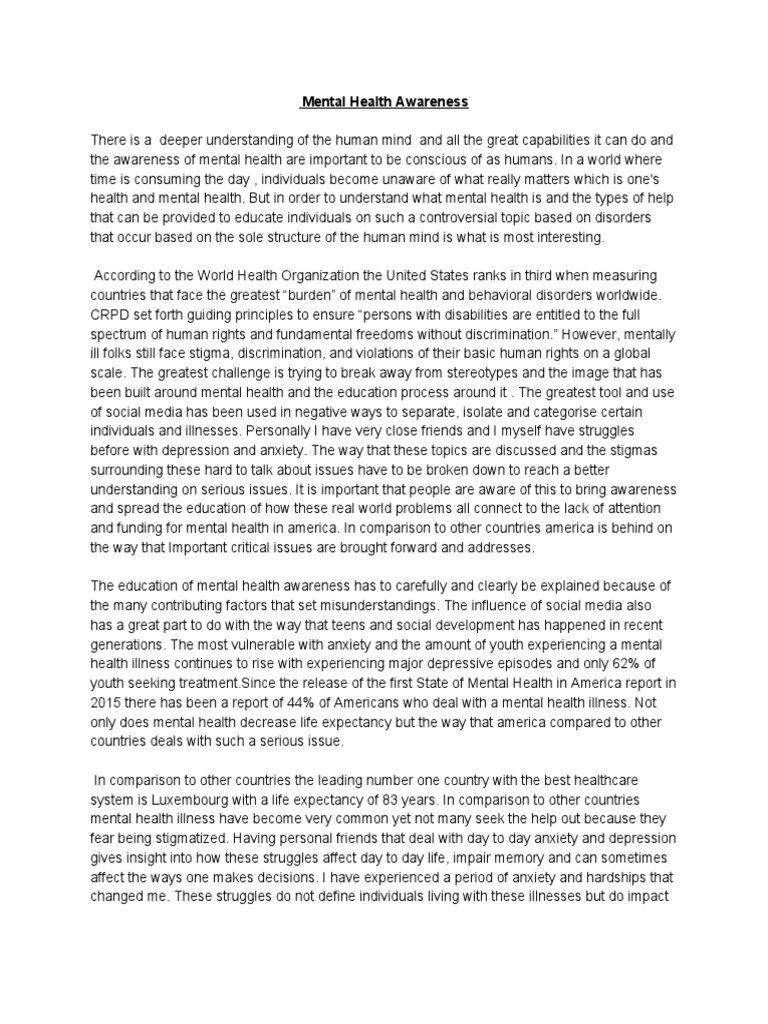 Mental Health Awarness Reseach Paper | PDF | Mental Health | Social Stigma