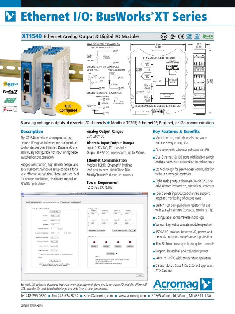 XT1540 Ethernet Analog Output Digital IO Multifunction Modules | PDF ...