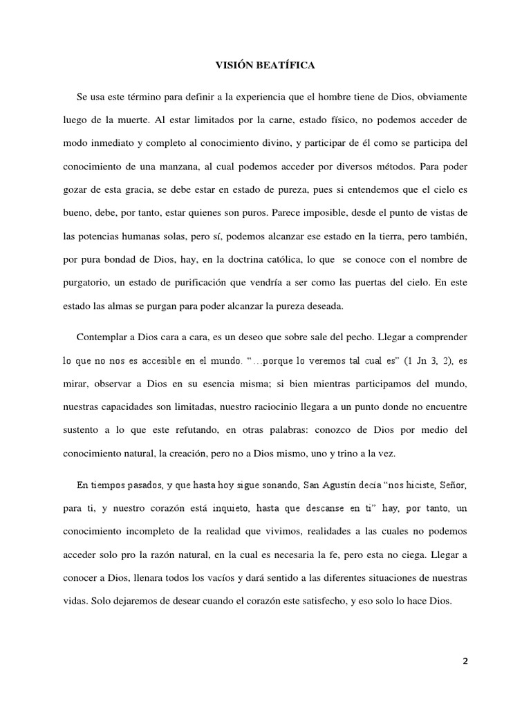 Visión Beatifica | PDF | Trinidad | Esencia