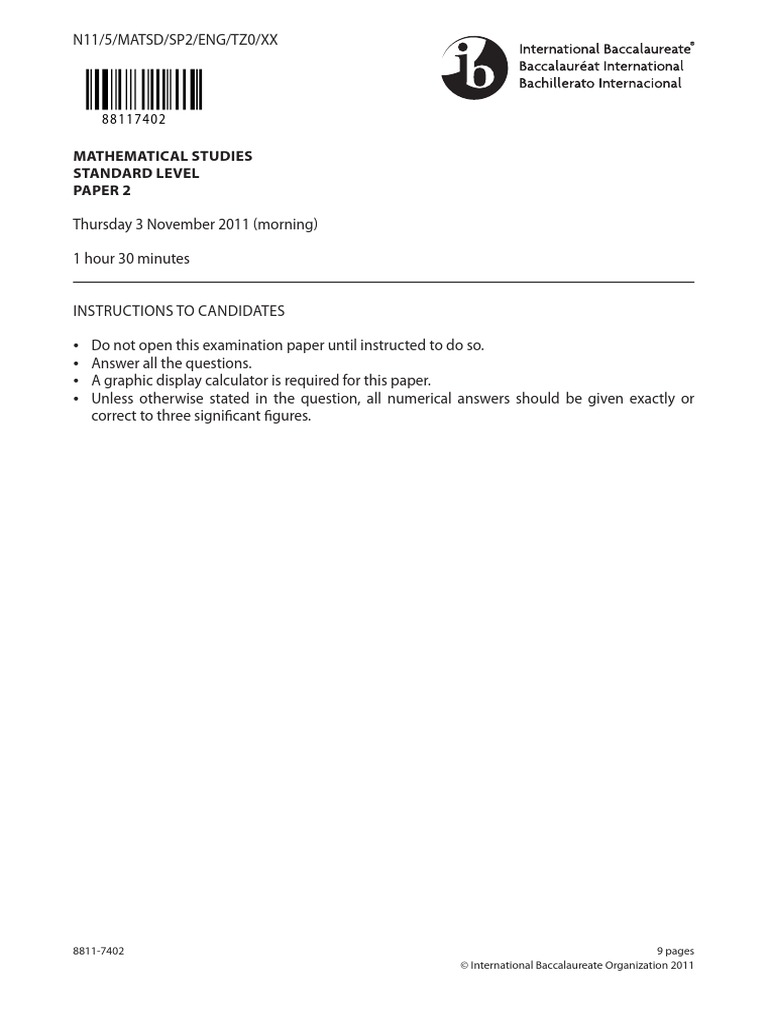 Mstud Paper 2 Tz0 - November 2011 | PDF | Speed | Statistical Significance