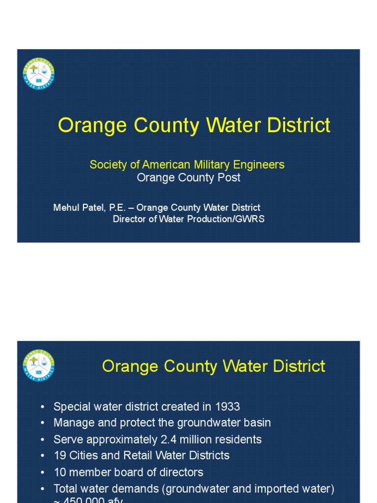 Orange County Water District Overview | PDF | Groundwater | Fresh Water
