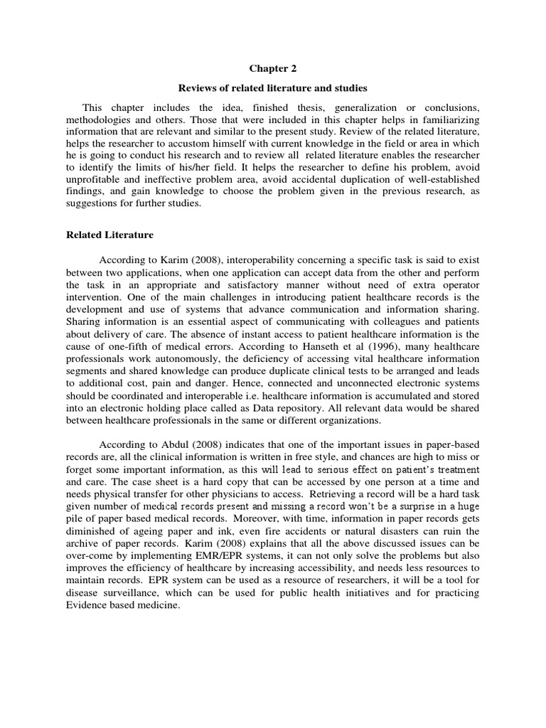 Chapter 2 Reviews of Related Literature | PDF | Electronic Health ...