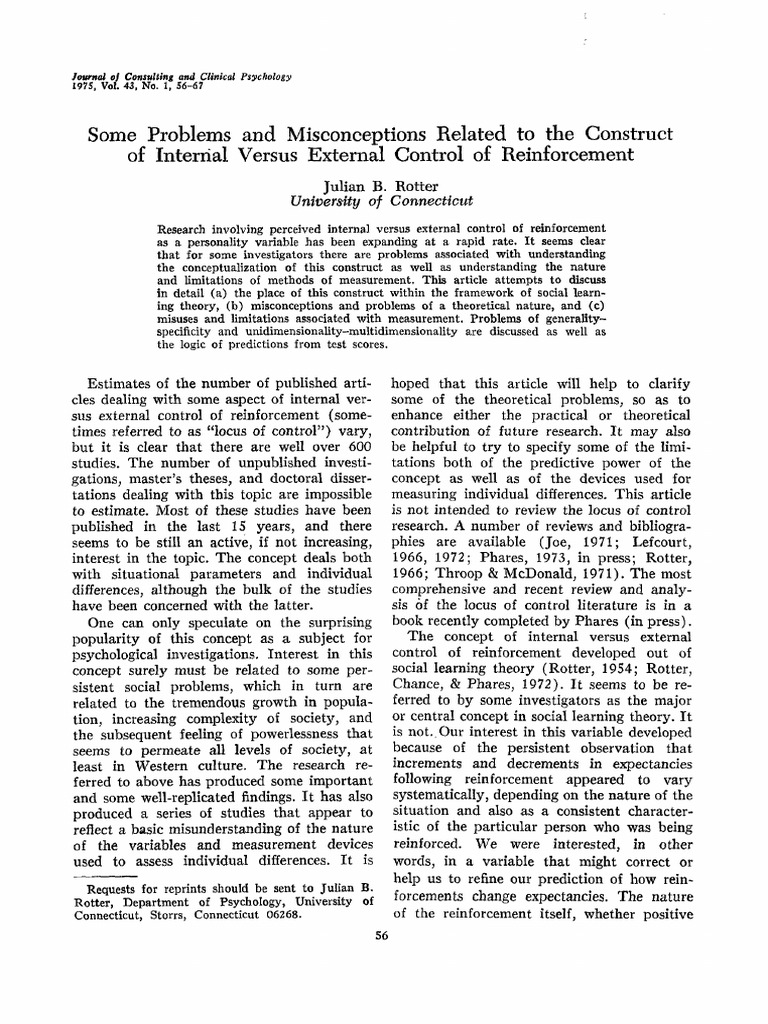 Some Problems and Misconceptions Related To The Construct of Internal ...