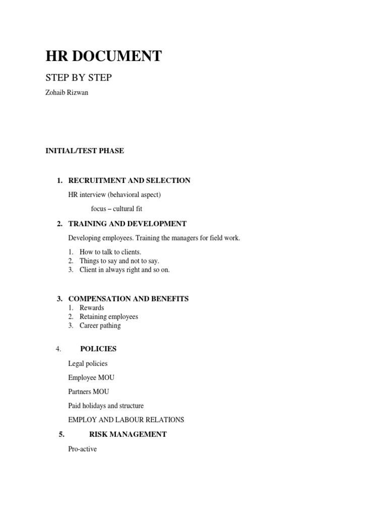 HR Document: Step by Step | PDF