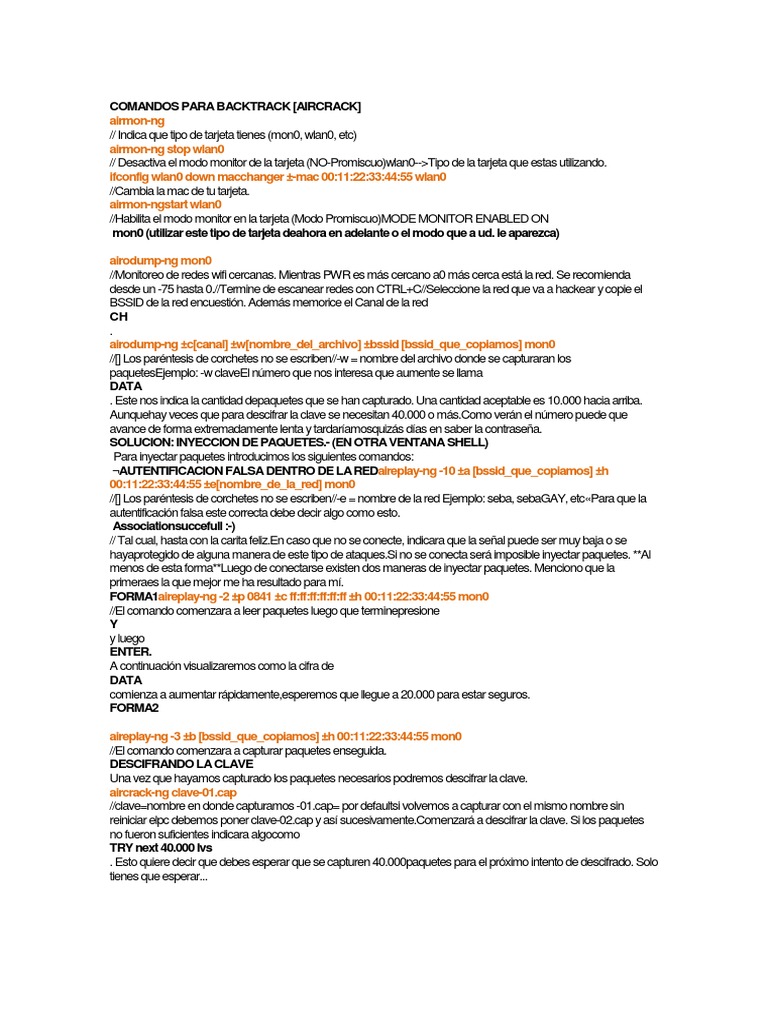 Comandos para Backtrack | PDF | Áreas de informática | Informática