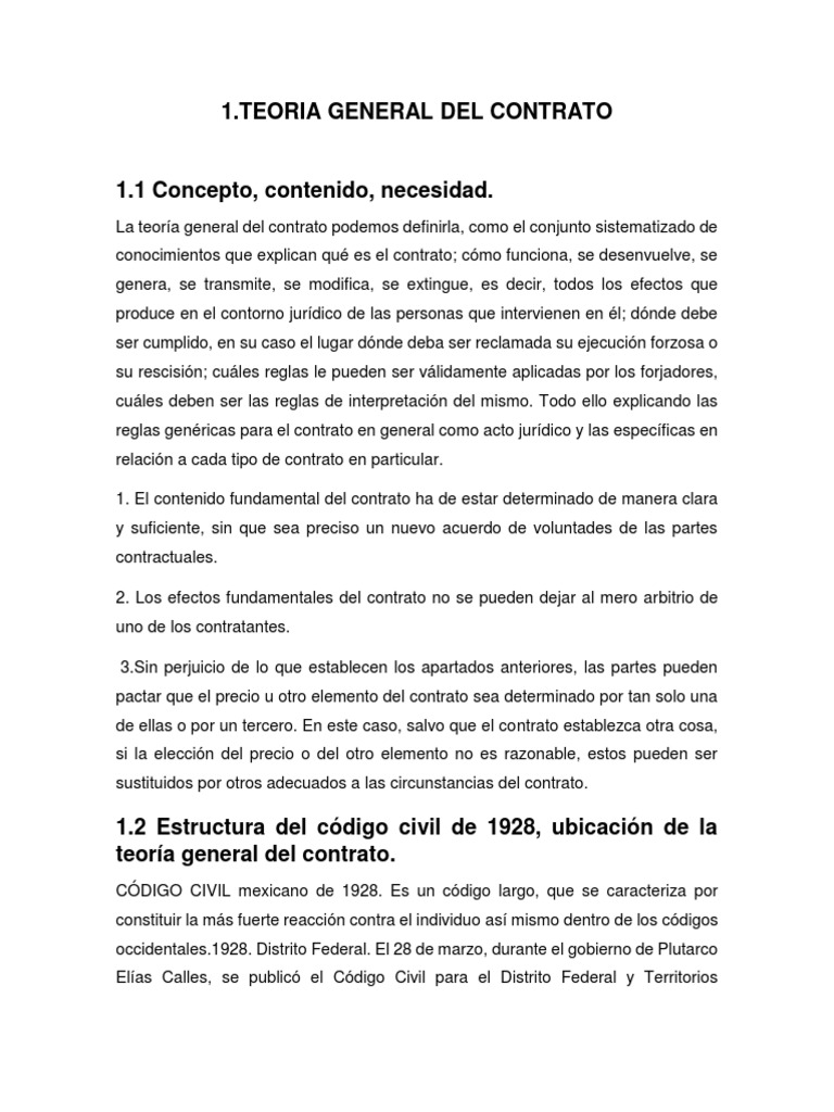 Teoría General del Contrato en Derecho | PDF | Instrumento jurídico ...
