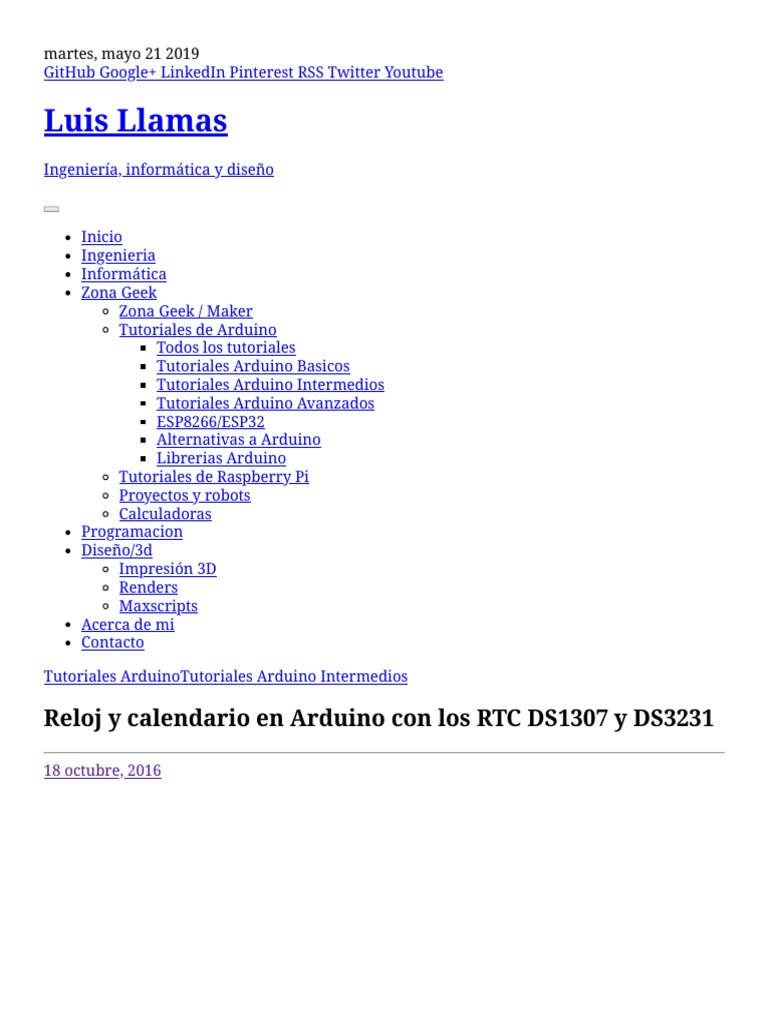 Reloj y Calendario en Arduino Con Los RTC DS1307 y DS3231 | PDF | Reloj ...