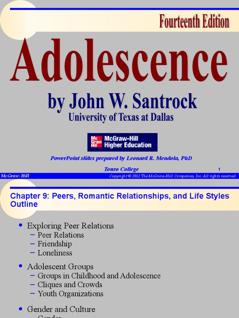 Santrock14e PPT ch09 | Download Free PDF | Friendship | Adolescence