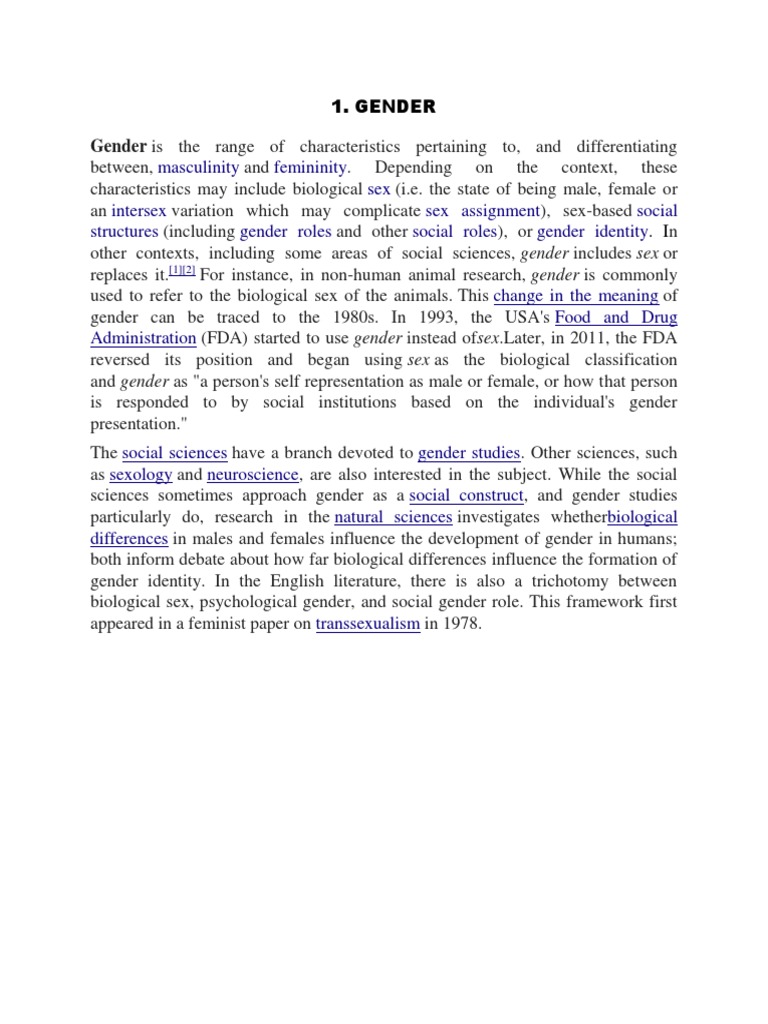 Gender Is The Range of Characteristics Pertaining To, and ...