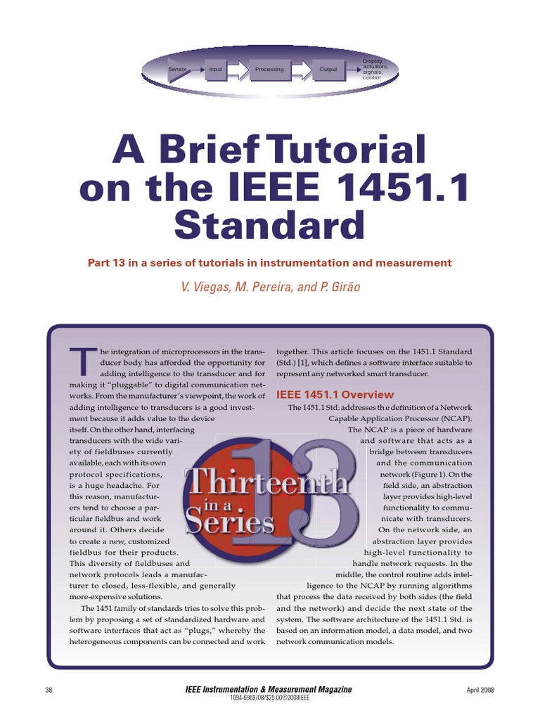 A Brief Tutorial On The IEEE 1451.1 Standard | PDF | Computer Network ...