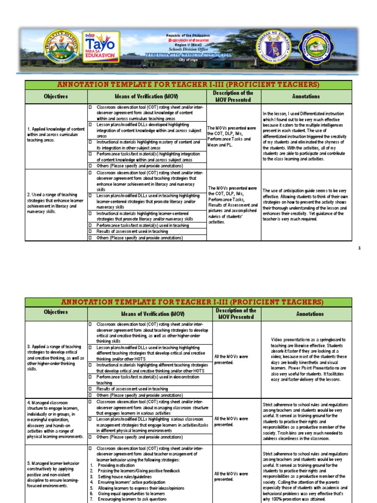 Teacher Annotation Template Guide | PDF | Lesson Plan | Differentiated ...