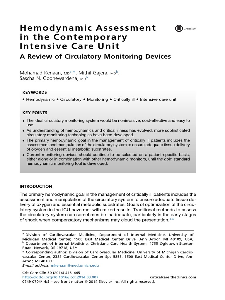 Hemodynamic Assessment in The Contemporary ICU | Download Free PDF ...
