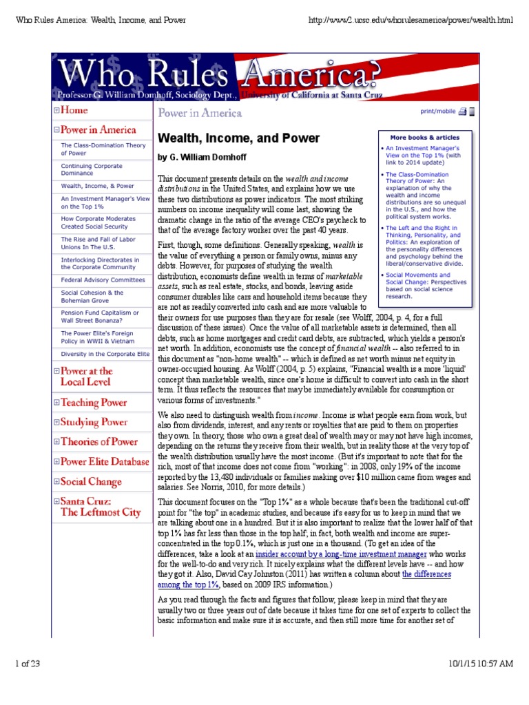 Who Rules America | PDF | Equity (Finance) | Wealth
