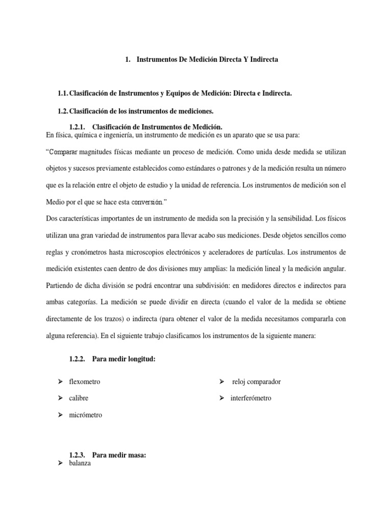 Instrumentos de Medición Directa Y Indirecta 2019 | PDF | Medición ...