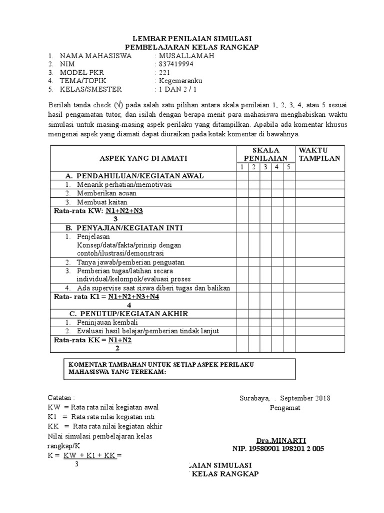 Lembar Simulasi PKR | PDF