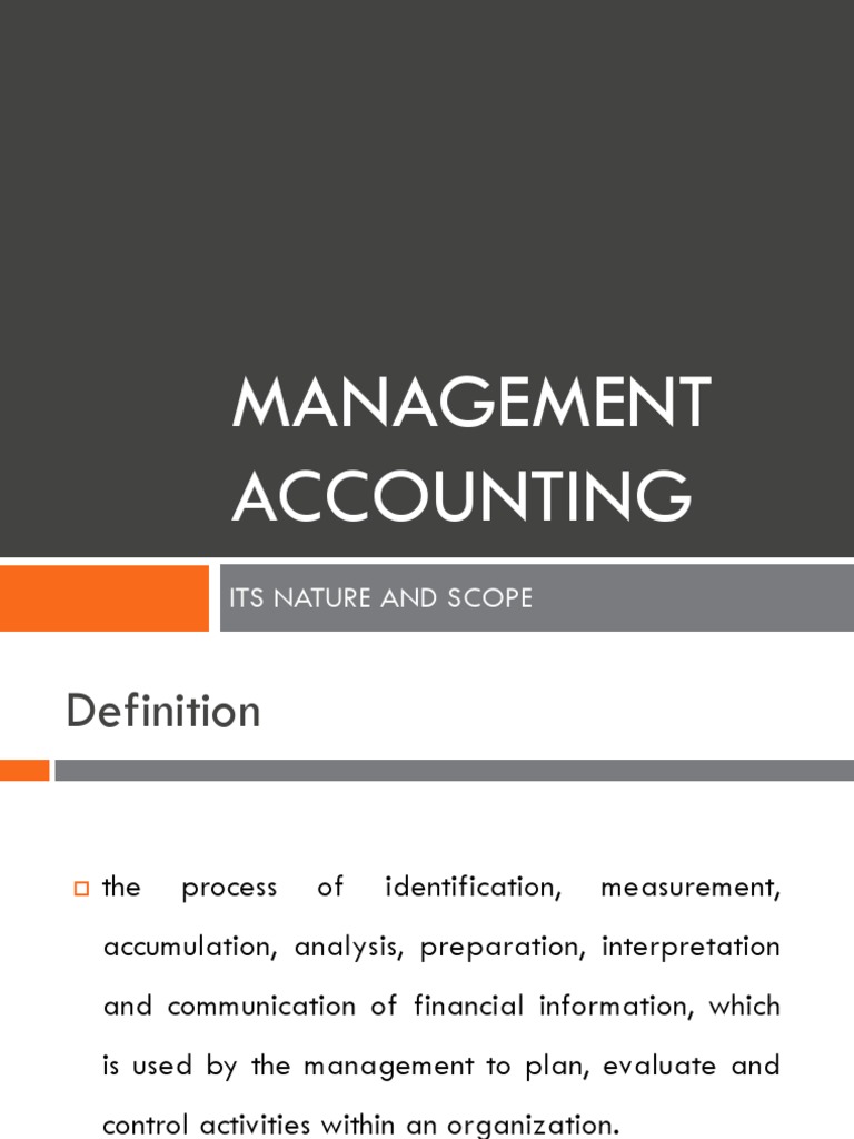 Chapter 1 Nature of Management Accounting MA vs. FA Macaraeg Marcelino ...