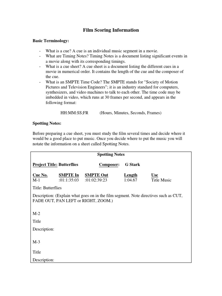 Ejemplo de Cue Sheet | PDF | Media Technology | Computing And ...