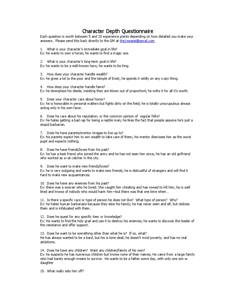 Character Development Questionnaire: Insightful Self-Reflection for ...