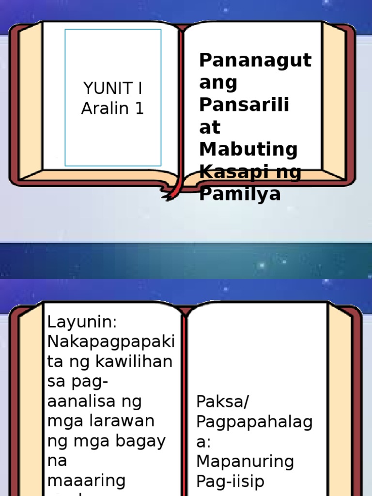 Esp 6 Q1 Week 1 Day 1-5 | PDF