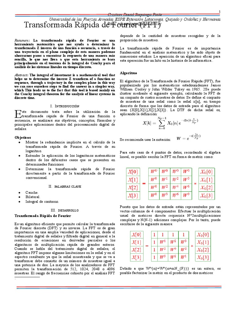 Transformada Rapida Fourier | PDF | Transformada rápida de Fourier ...