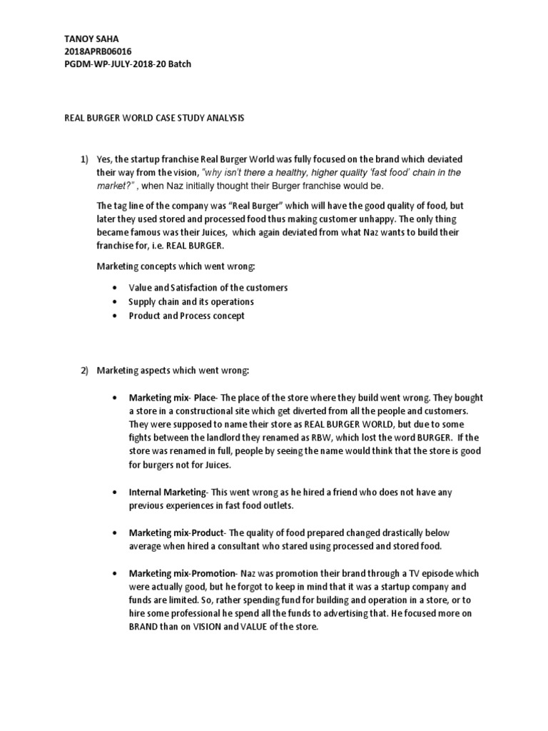 Real Burger World Case Study Analysis | PDF | Advertising | Brand