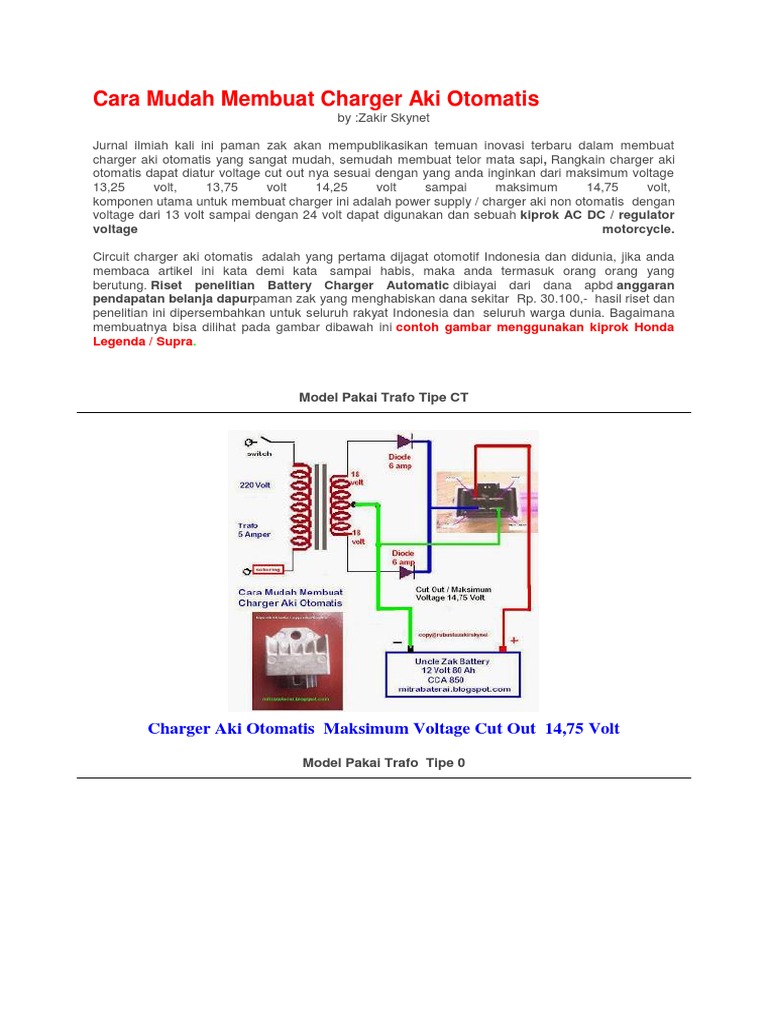 Cara Mudah Membuat Charger Aki Otomatis | PDF | Teknologi & Rekayasa