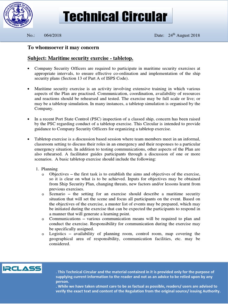 Technical Circular: To Whomsoever It May Concern Subject: Maritime ...