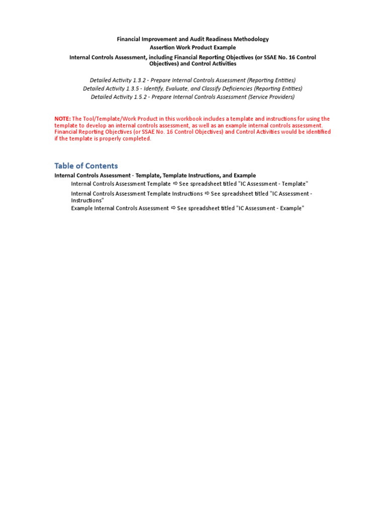 9 Internal Controls Assessment Template and Example | PDF | Internal ...