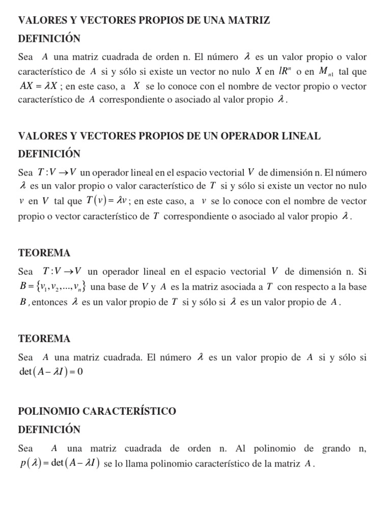 Valores y Vectores Propios | PDF | Valores propios y vectores propios | Espacio vectorial