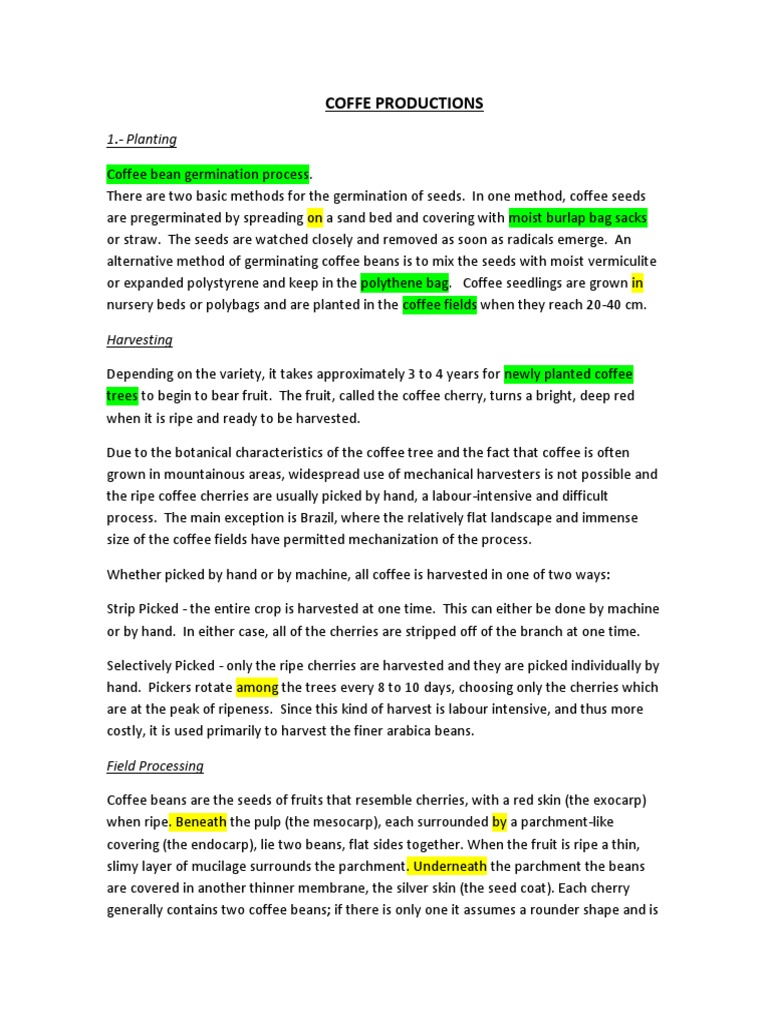 COFFEE PRODUCTION STEPS | PDF | Coffee | Horticulture And Gardening