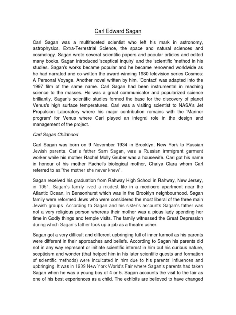 Carl Sagan | Download Free PDF | Nasa | Extraterrestrial Life