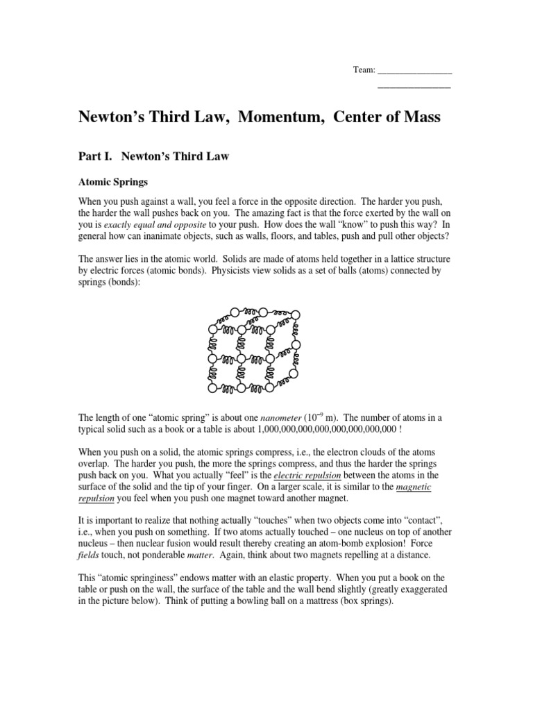 Newton s Third Law 1 0 PDF Momentum Force