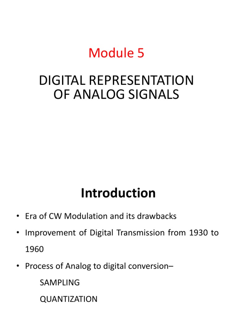 Digital Representation of Analog Signals | PDF | Modulation | Digital ...