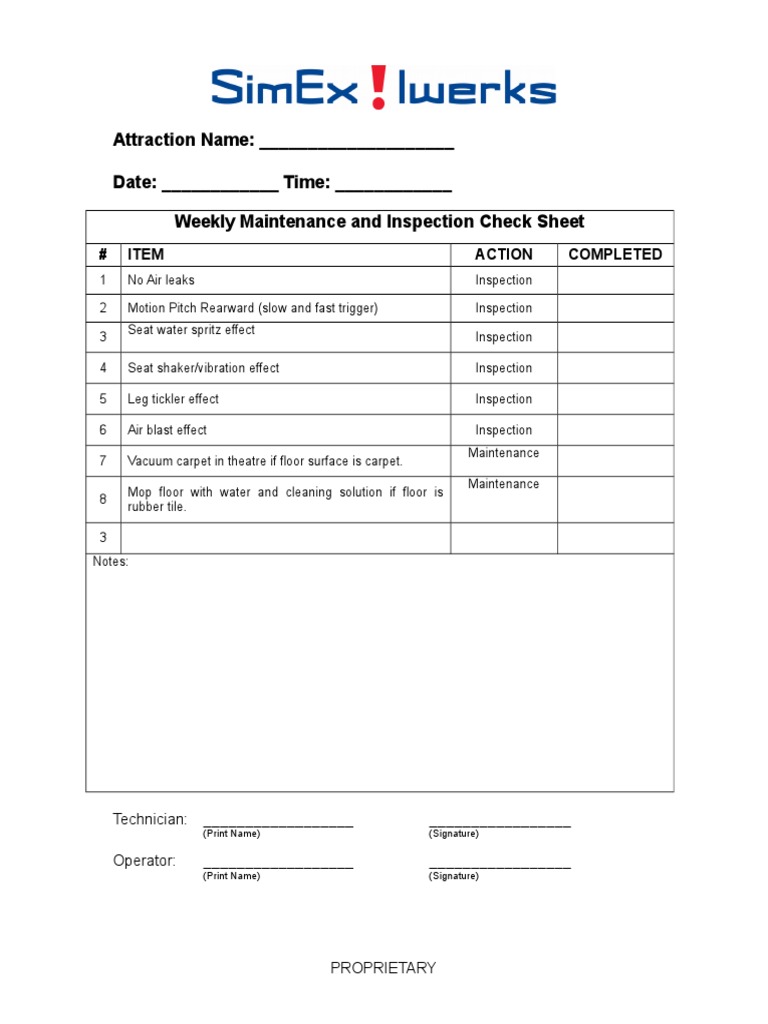 EKR - APP A Weekly Inspection Sheet RevA | PDF | Technology & Engineering