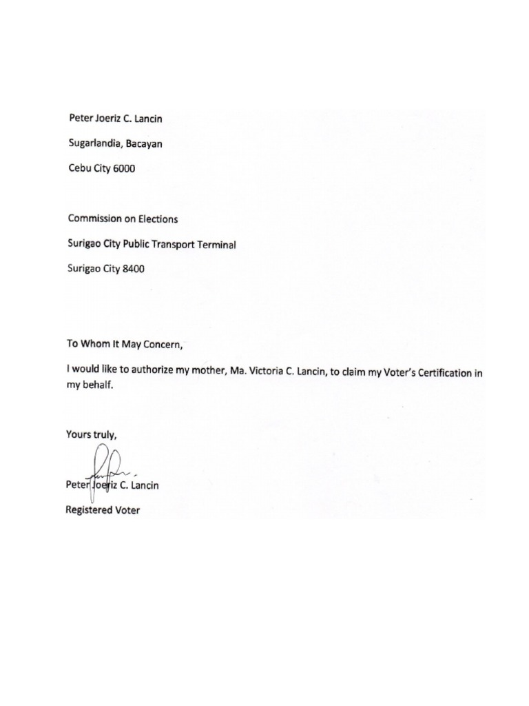 Voter's Certification Sample 1 | PDF