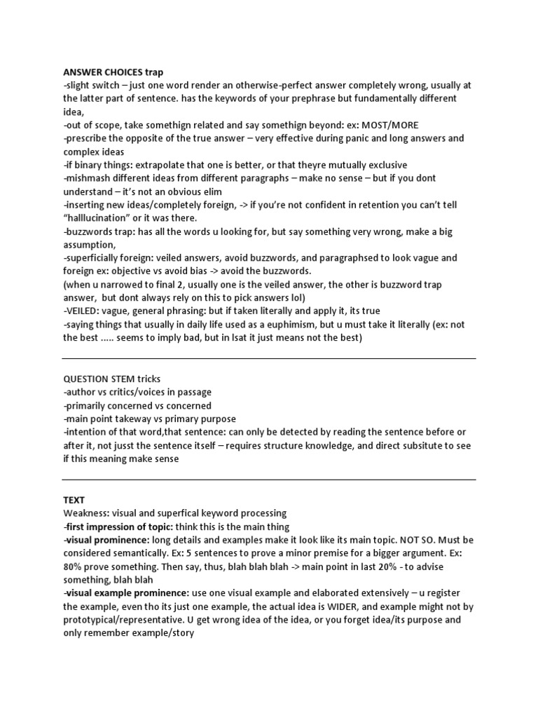 Answer Choices Trap | PDF | Question | Sentence (Linguistics)