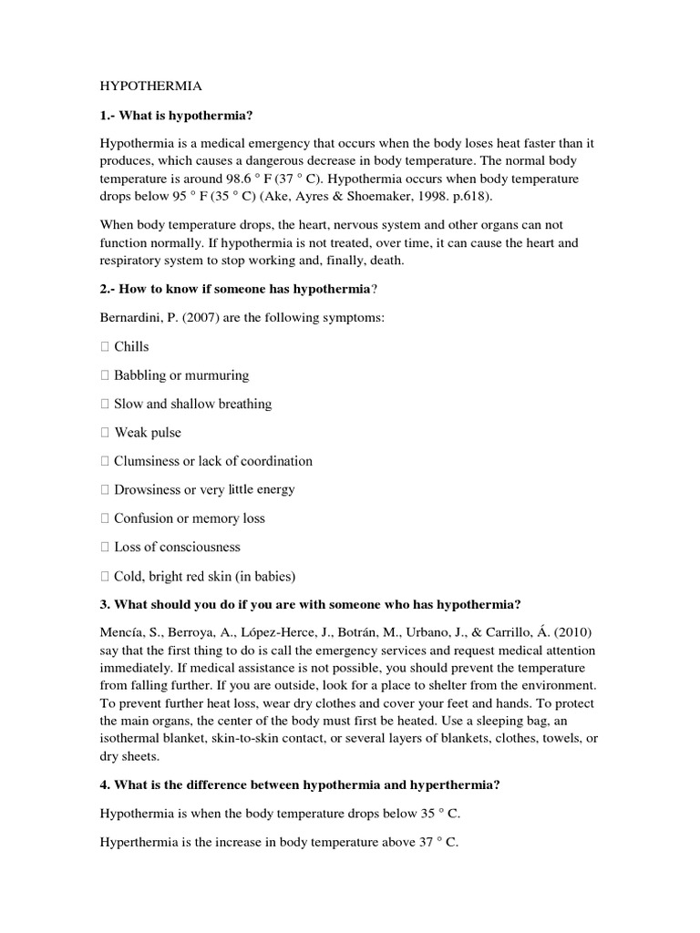 1.-What Is Hypothermia? | PDF | Hypothermia | Thermoregulation