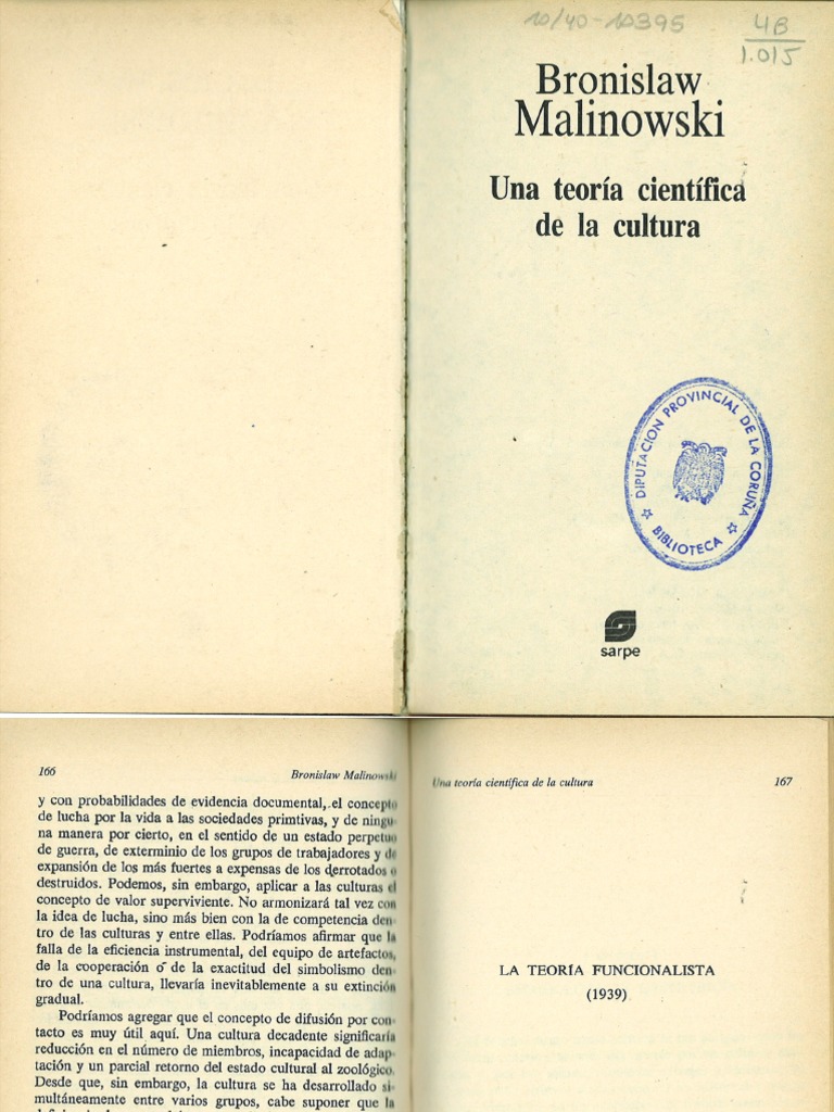 Malinowski, Bronislaw - La Teoría Funcionalista | PDF