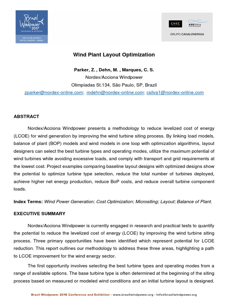 Wind Plant Layout Optimization Strategies | PDF | Wind Power | Program ...