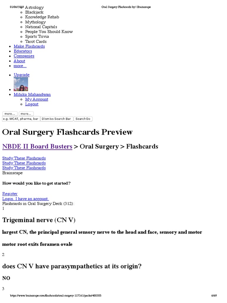 Oral Surgery FlashCards | PDF | Tongue | Human Head And Neck